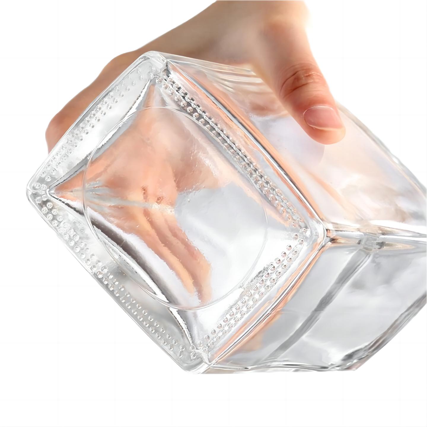 750ml 950g cubic square glass bottle for vodka design factory supply ...